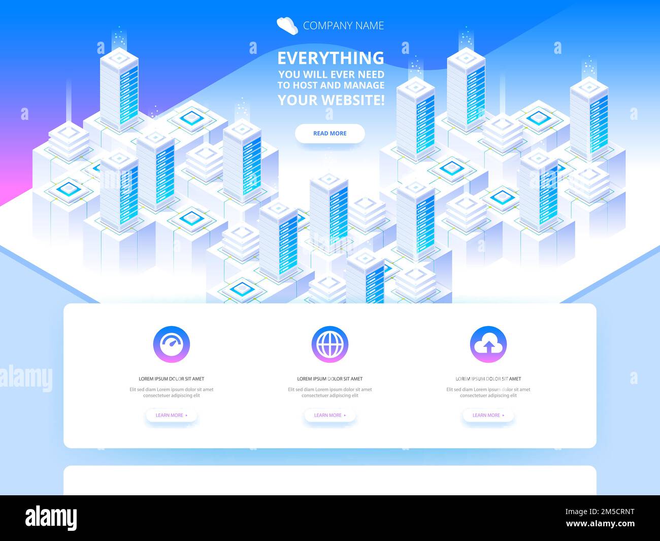 Hosting services, data center, server server room, template of page on ...