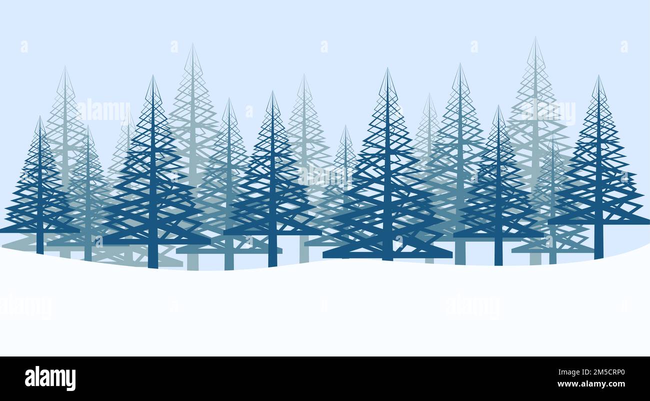 Christmas. Abstract vector illustration. Winter landscape, snowy forest ...