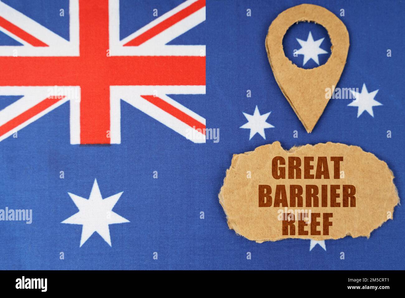 Tourism and industry concept. The flag of Australia has a geolocation ...