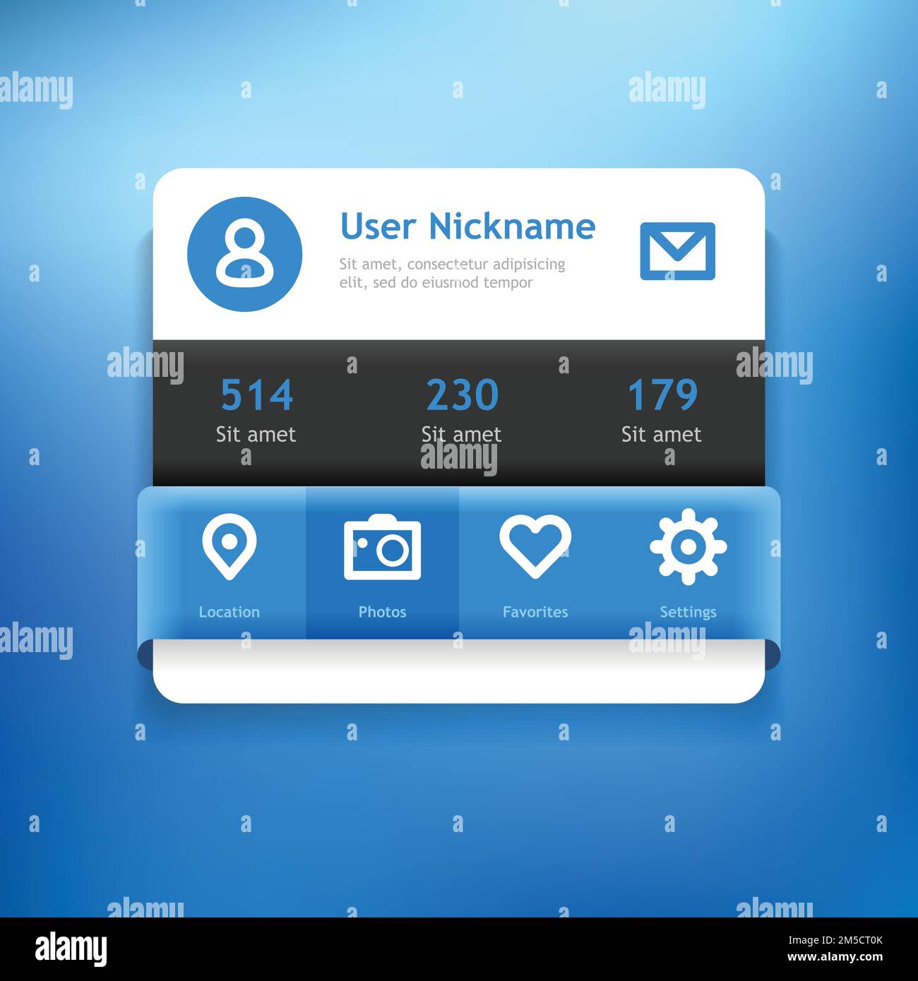 Widget profile for social media. Minimal application for web or mobile ...