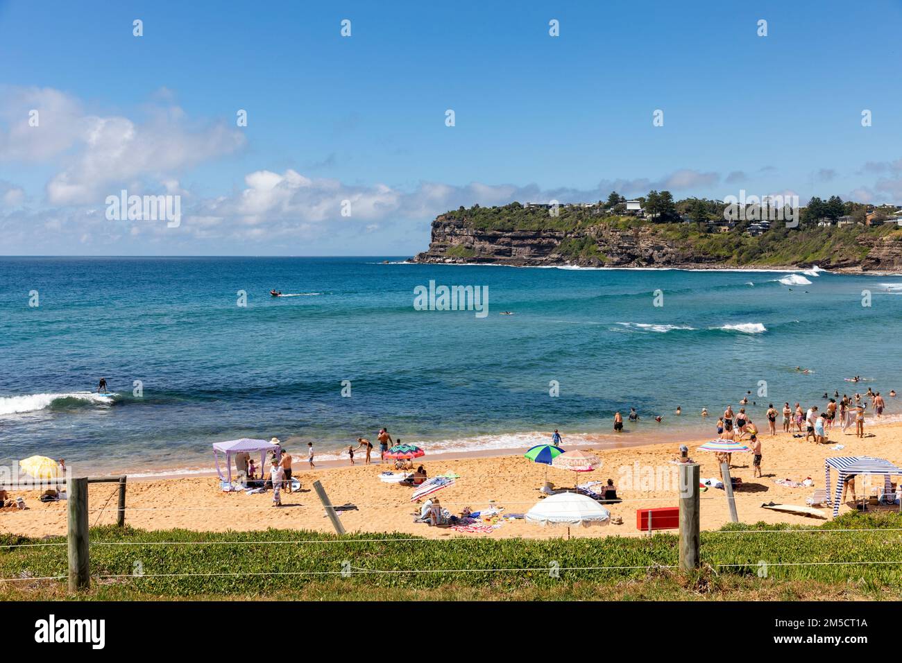 Relaxing and sunbathing summers day at Avalon Beach in Sydney,NSW ...