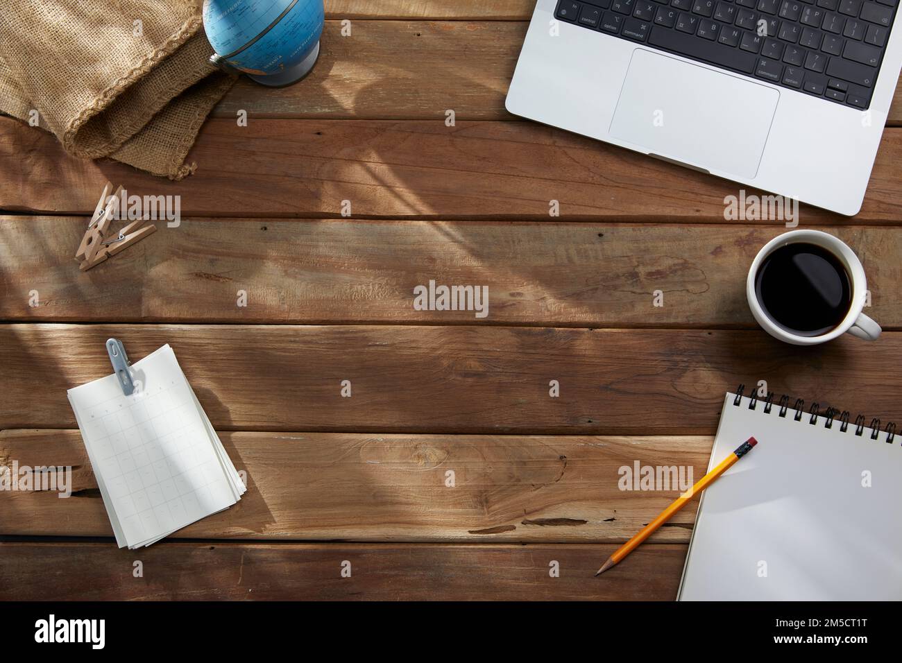 Assorted office supplies on the desk Stock Photo - Alamy