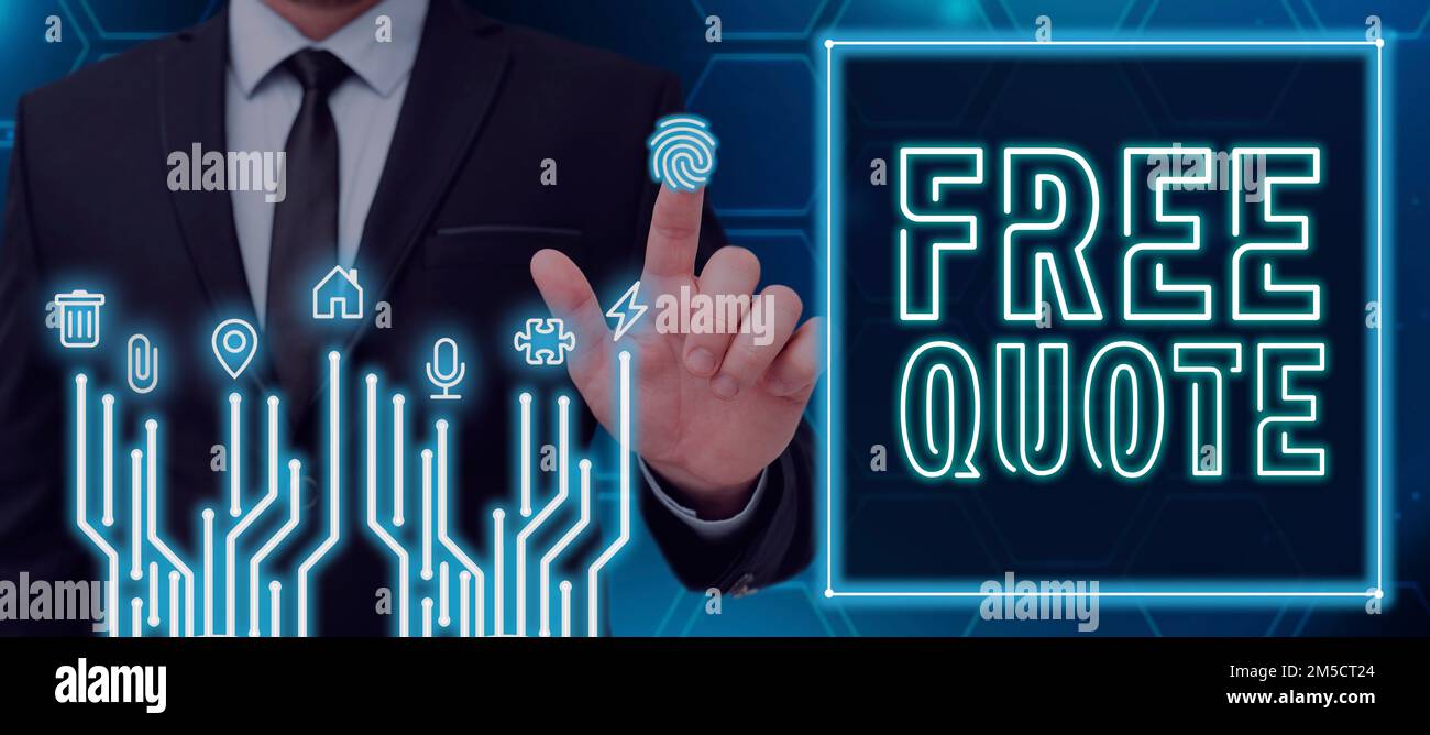 Inspiration showing sign Free Quote. Business approach A brief phrase ...