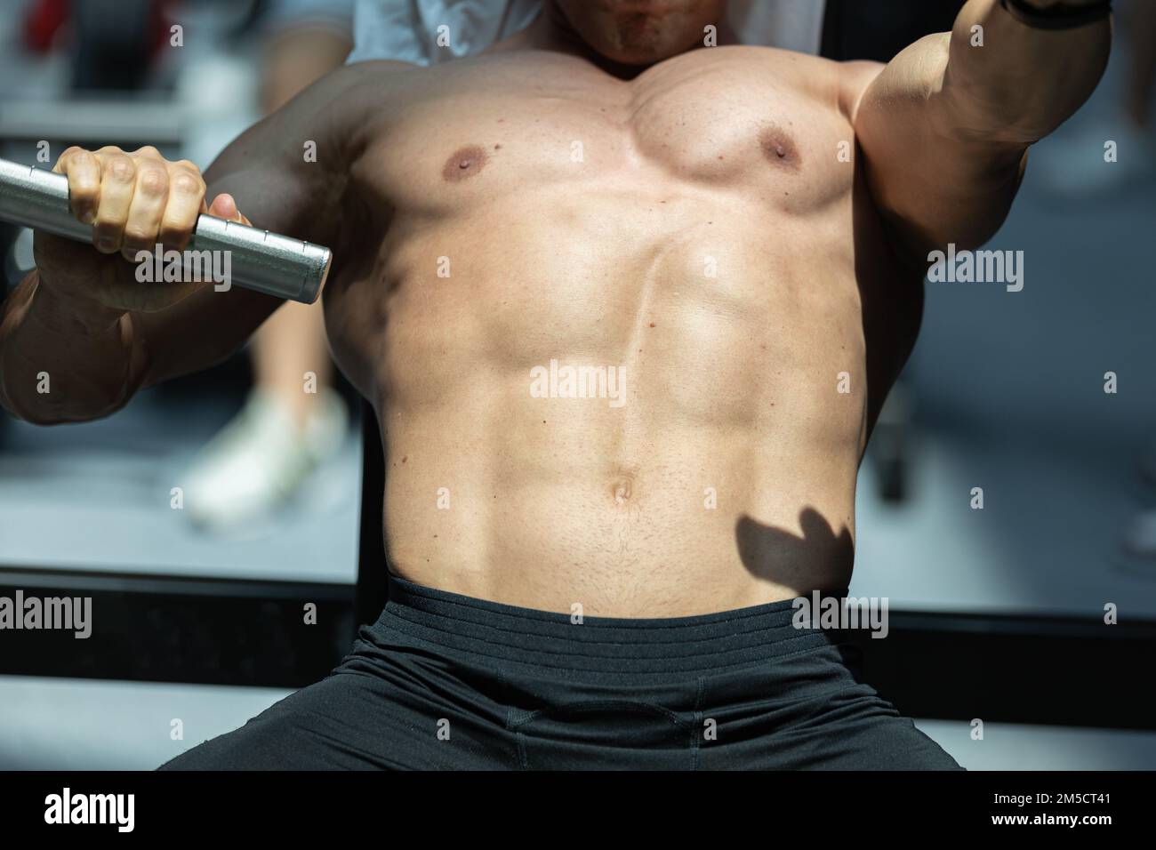 Fitness Workout: Boy doing Exercises in Class with Gym Equipment for ...