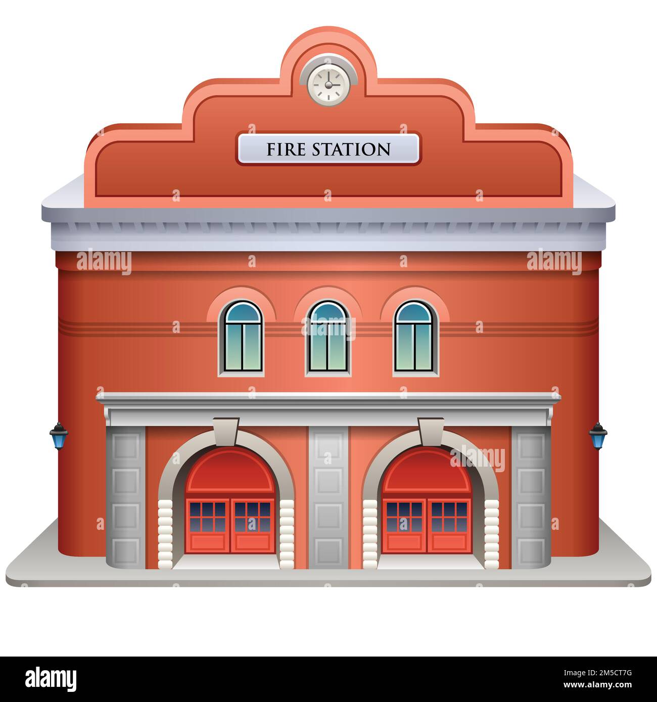 Illustration of a fire station on a white background. Eps 10 Stock ...