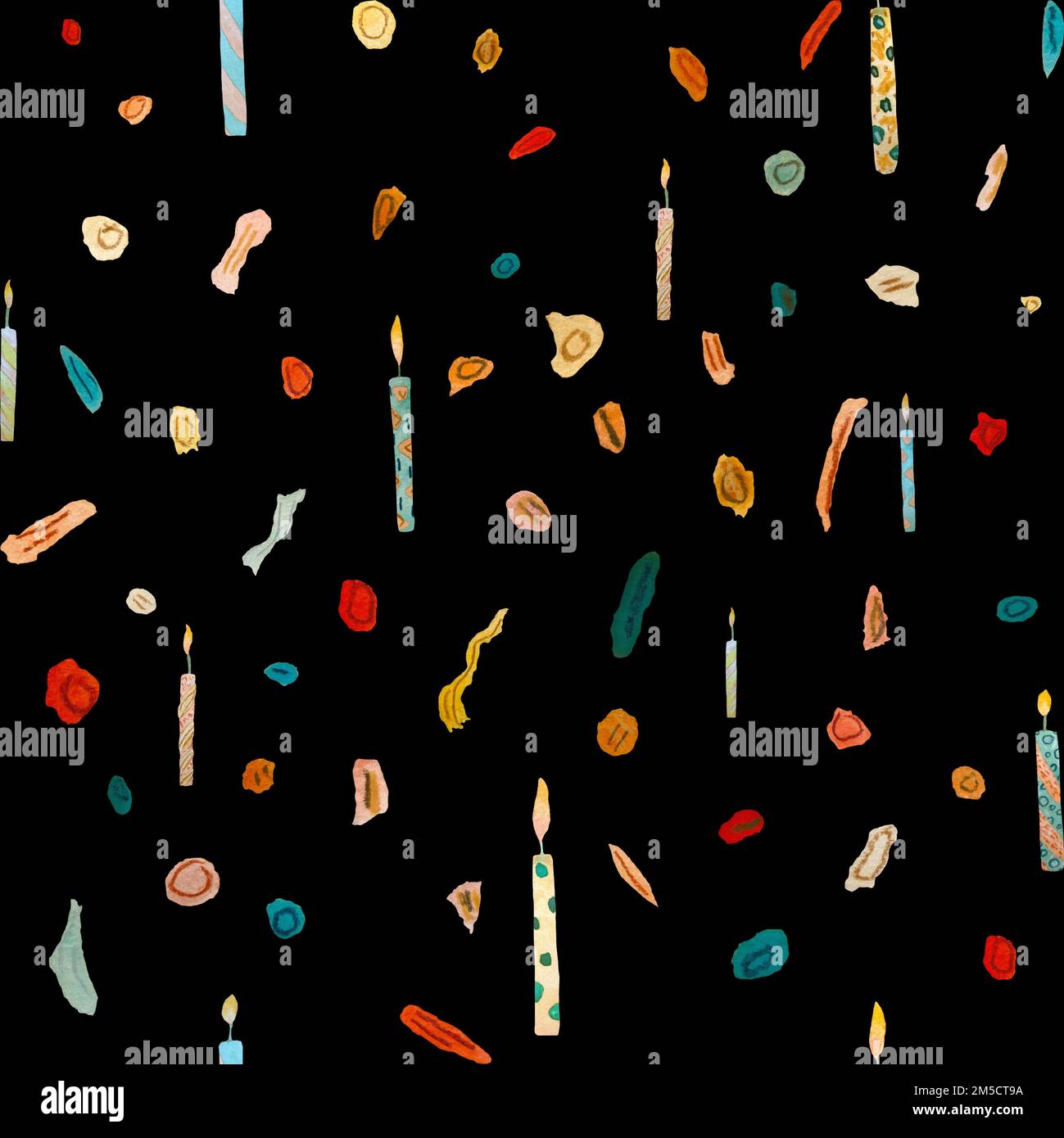 Confetti birthday cute black pattern a watercolor Stock Photo - Alamy