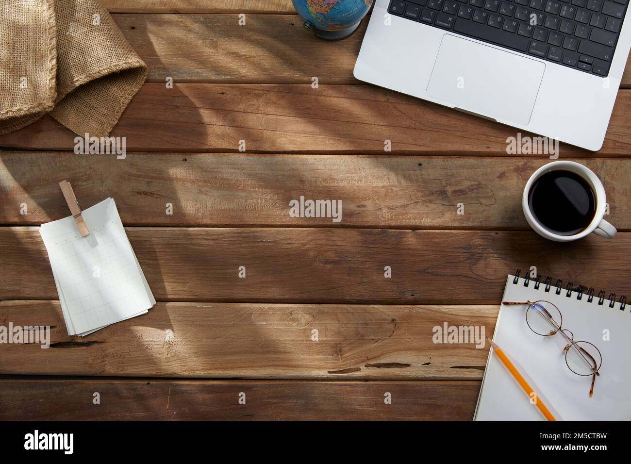Assorted office supplies on the desk Stock Photo - Alamy
