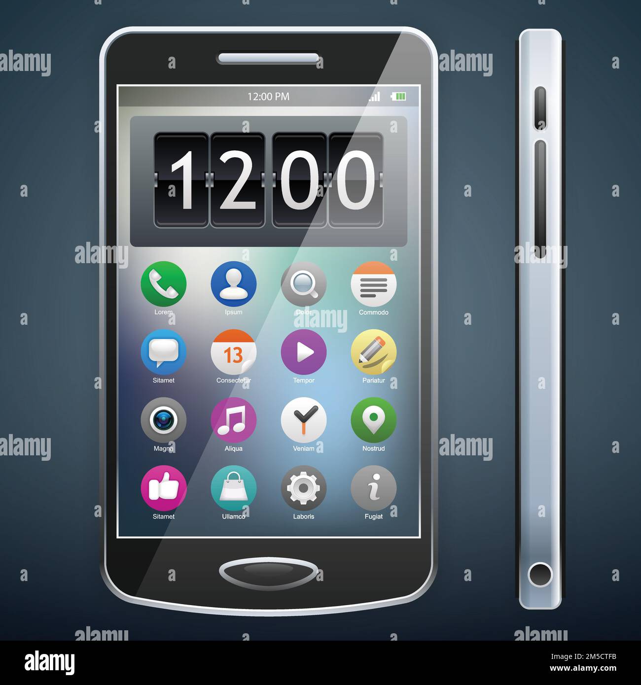 Mobile phone with icons, smartphone original design, vector Stock ...