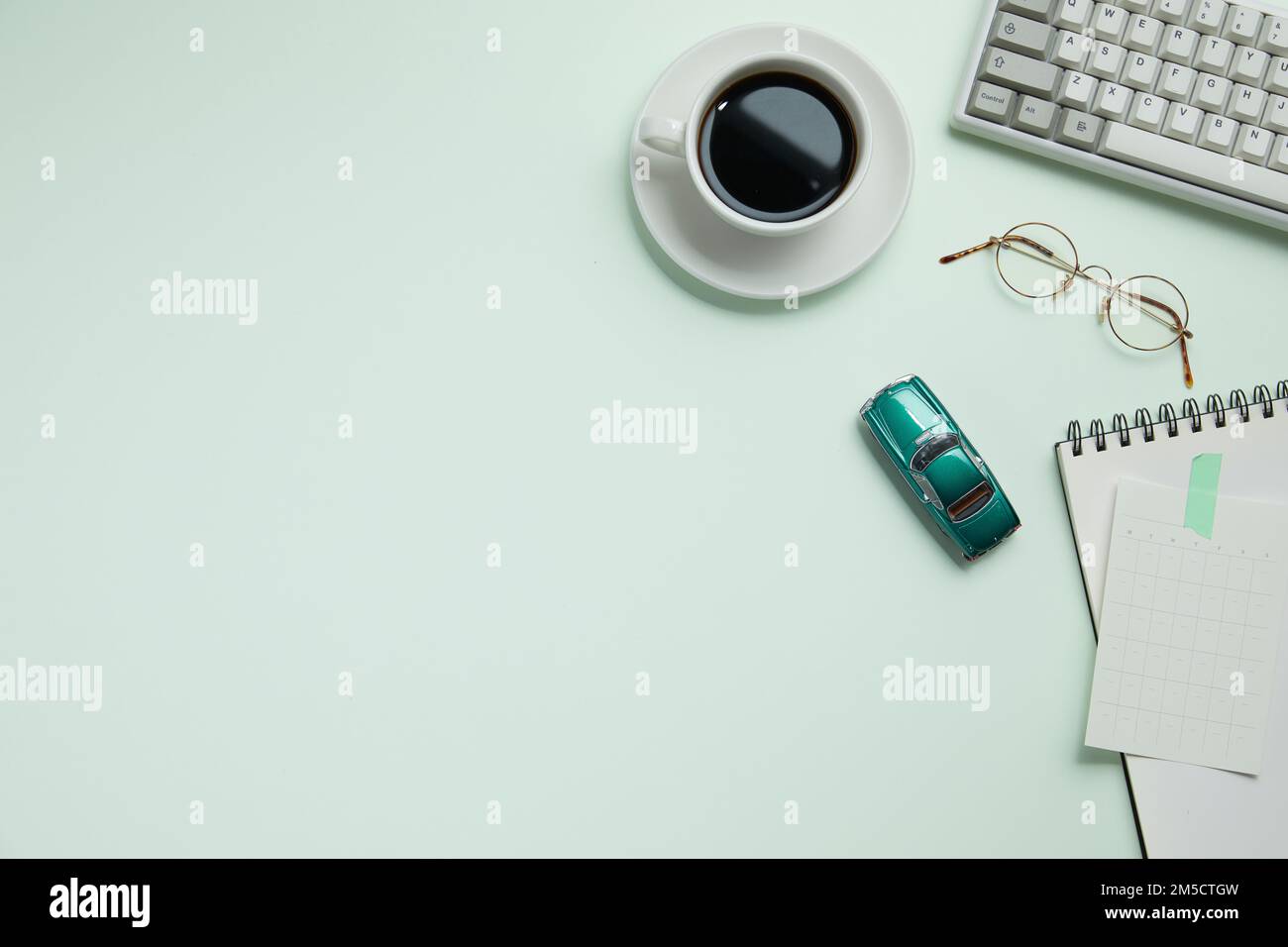 Assorted office supplies on the desk Stock Photo - Alamy