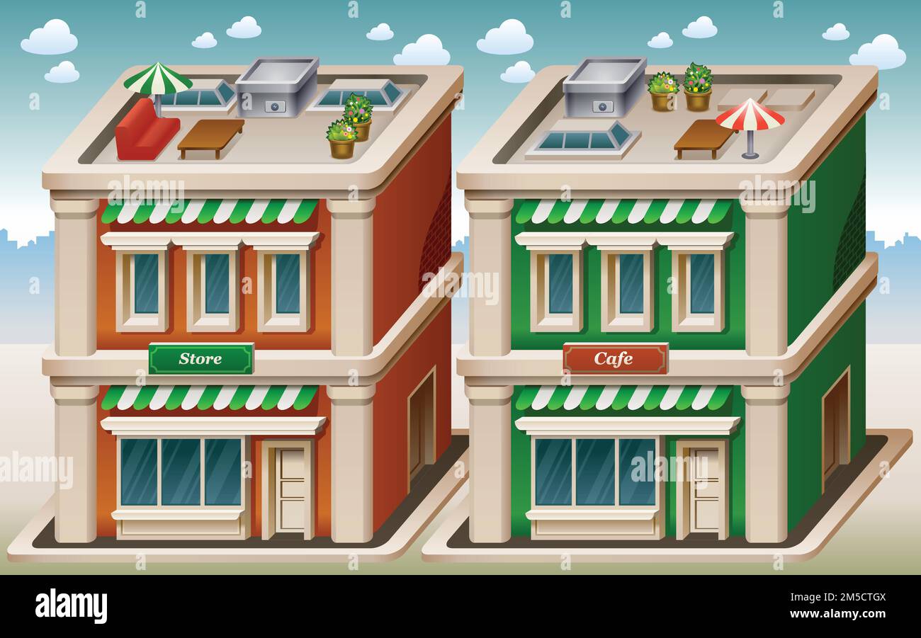 Vector illustration of store and cafe Stock Vector Image & Art - Alamy