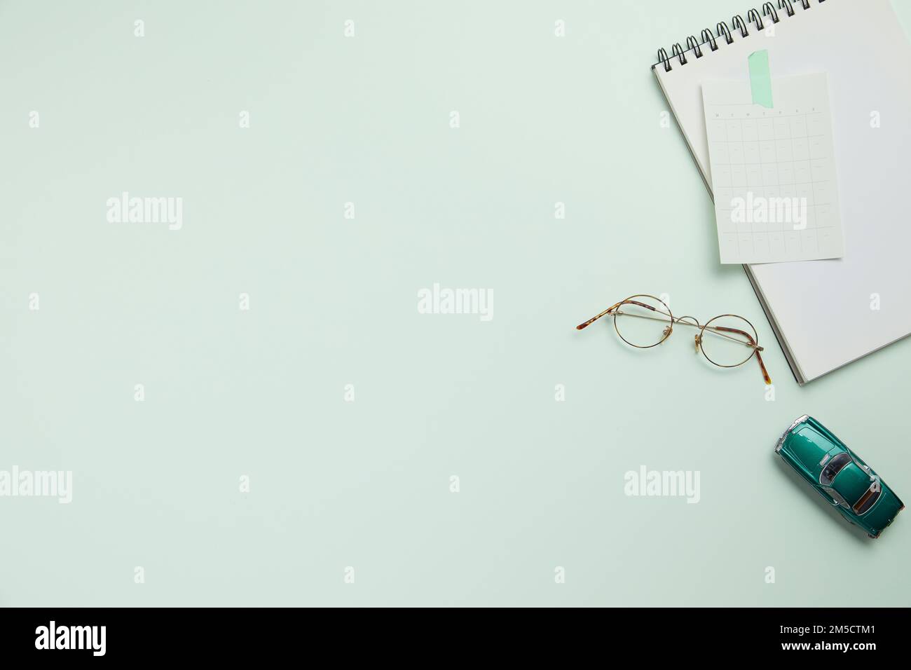 Assorted office supplies on the desk Stock Photo - Alamy