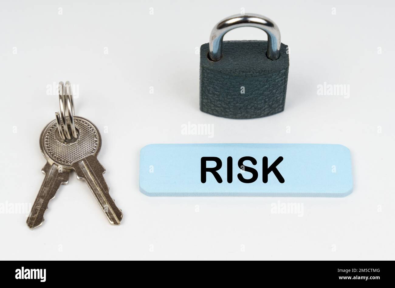 The concept of security in business. On a white surface there is a lock ...