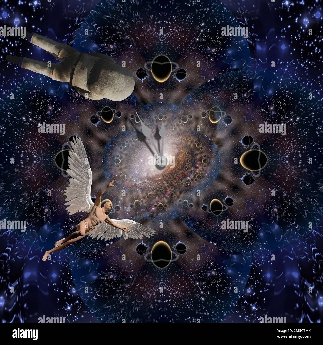Angel in endless time dimensions. 3D rendering Stock Photo - Alamy