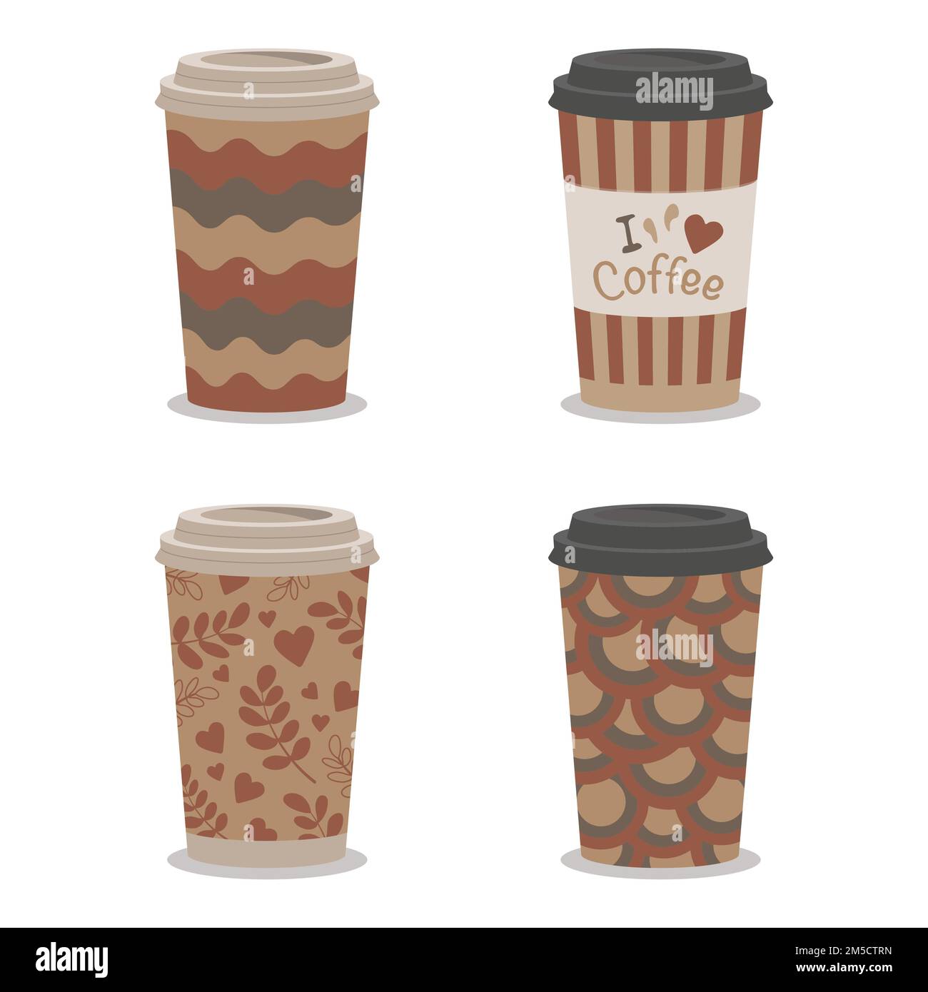 Collection of flat large paper coffee cups Stock Vector Image & Art - Alamy