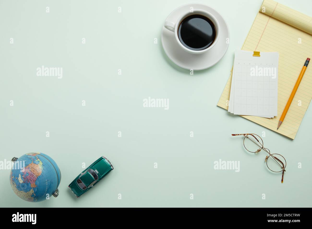 Assorted office supplies on the desk Stock Photo - Alamy