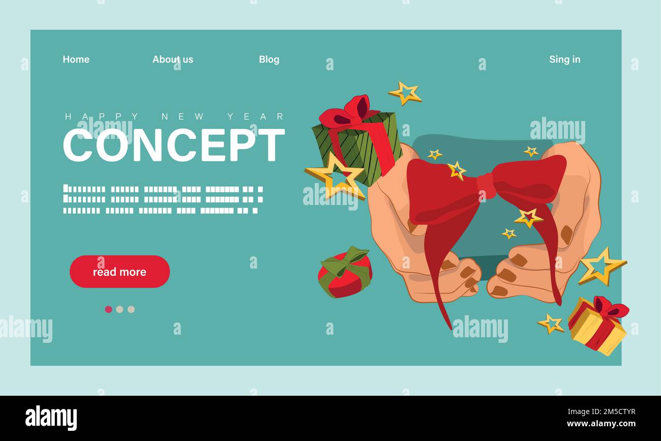 Winter Season Holidays, Corporate Party Event Celebration Landing Page Template. Tiny Characters ...