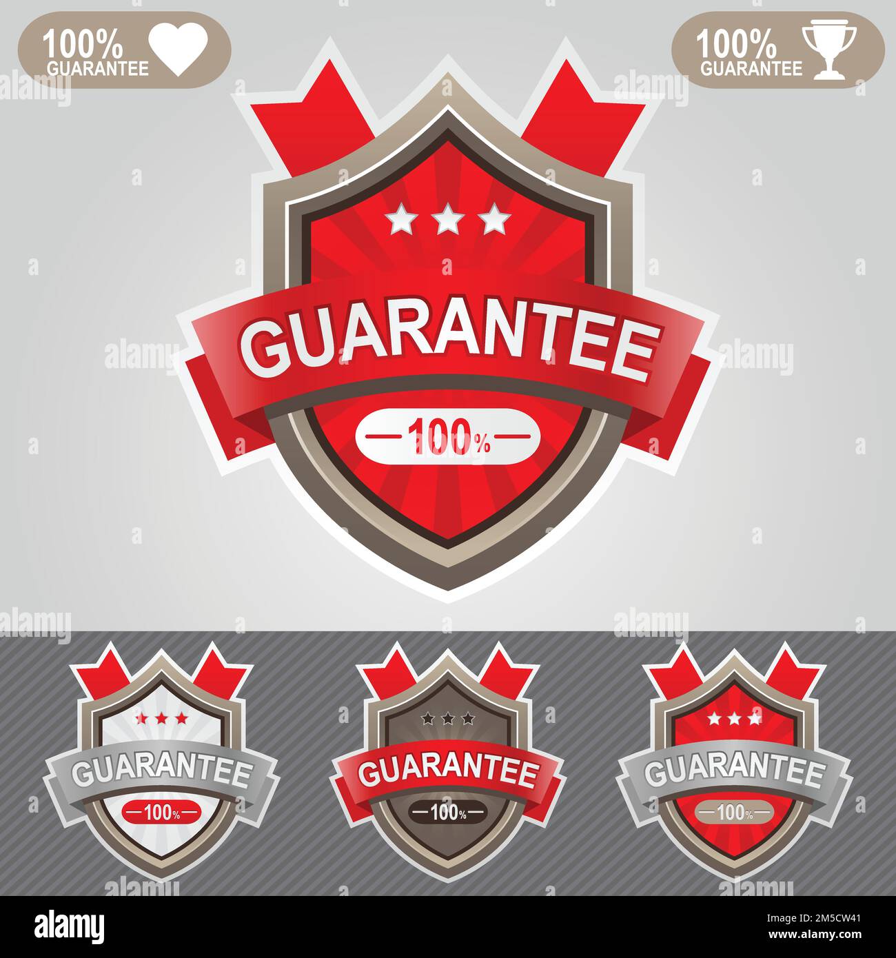 Red guarantee shield icon. Web badges Stock Vector Image & Art - Alamy