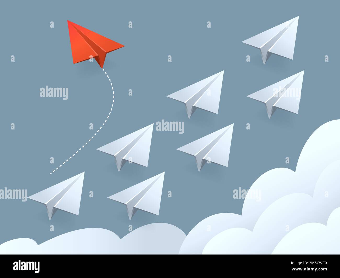 Vector illustration of Minimalist style red airplane changing direction ...