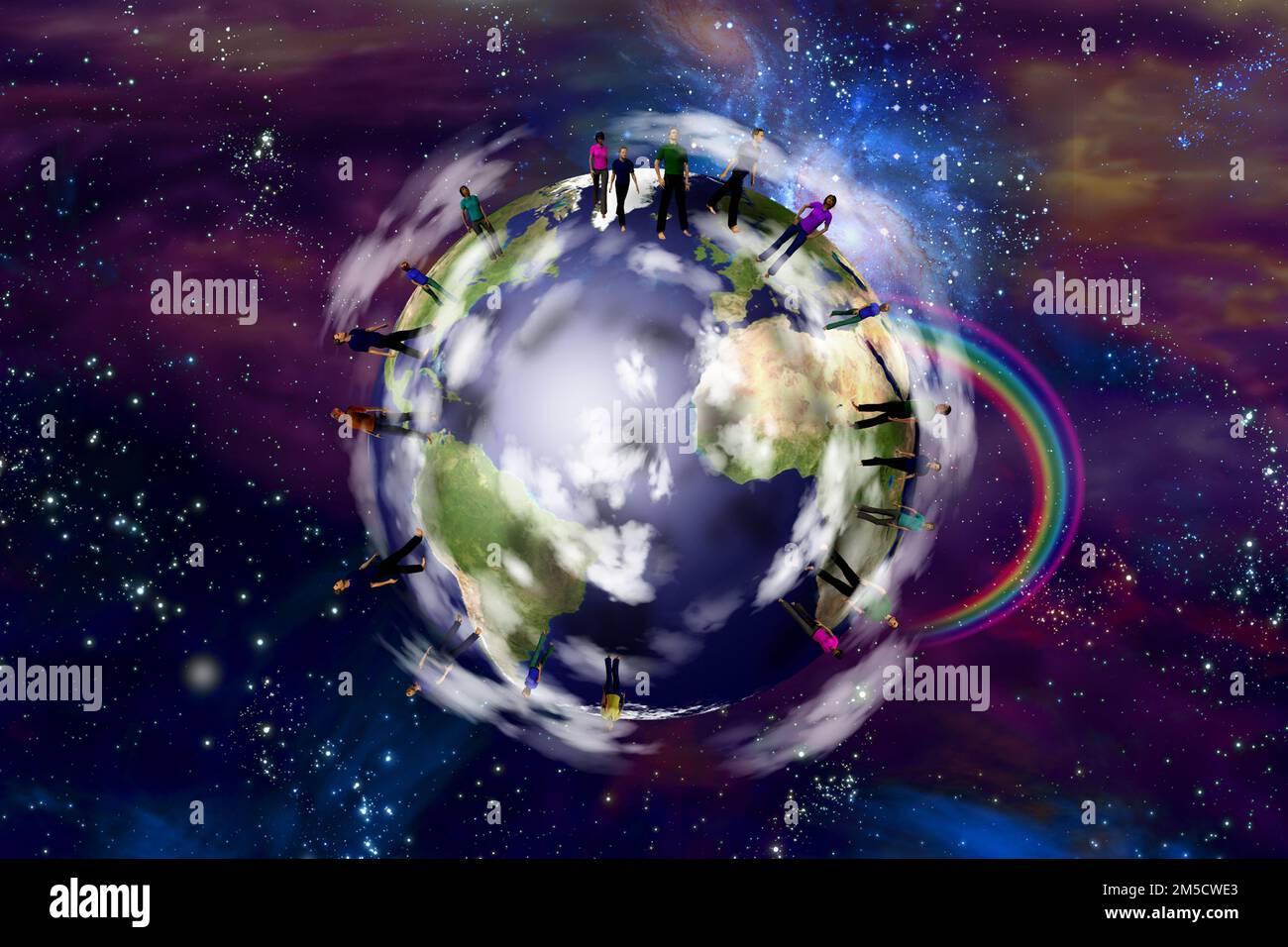 Planet Earth with different people. 3D rendering Stock Photo - Alamy