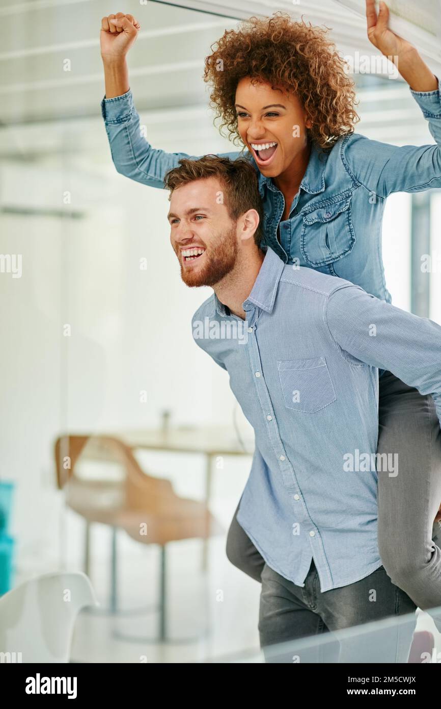 Piggybacking office hi-res stock photography and images - Alamy
