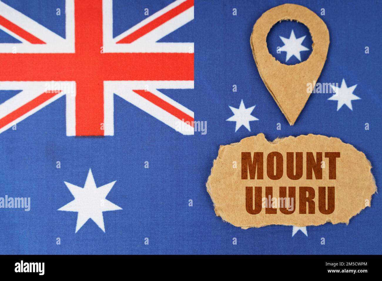 Tourism and industry concept. The flag of Australia has a geolocation ...
