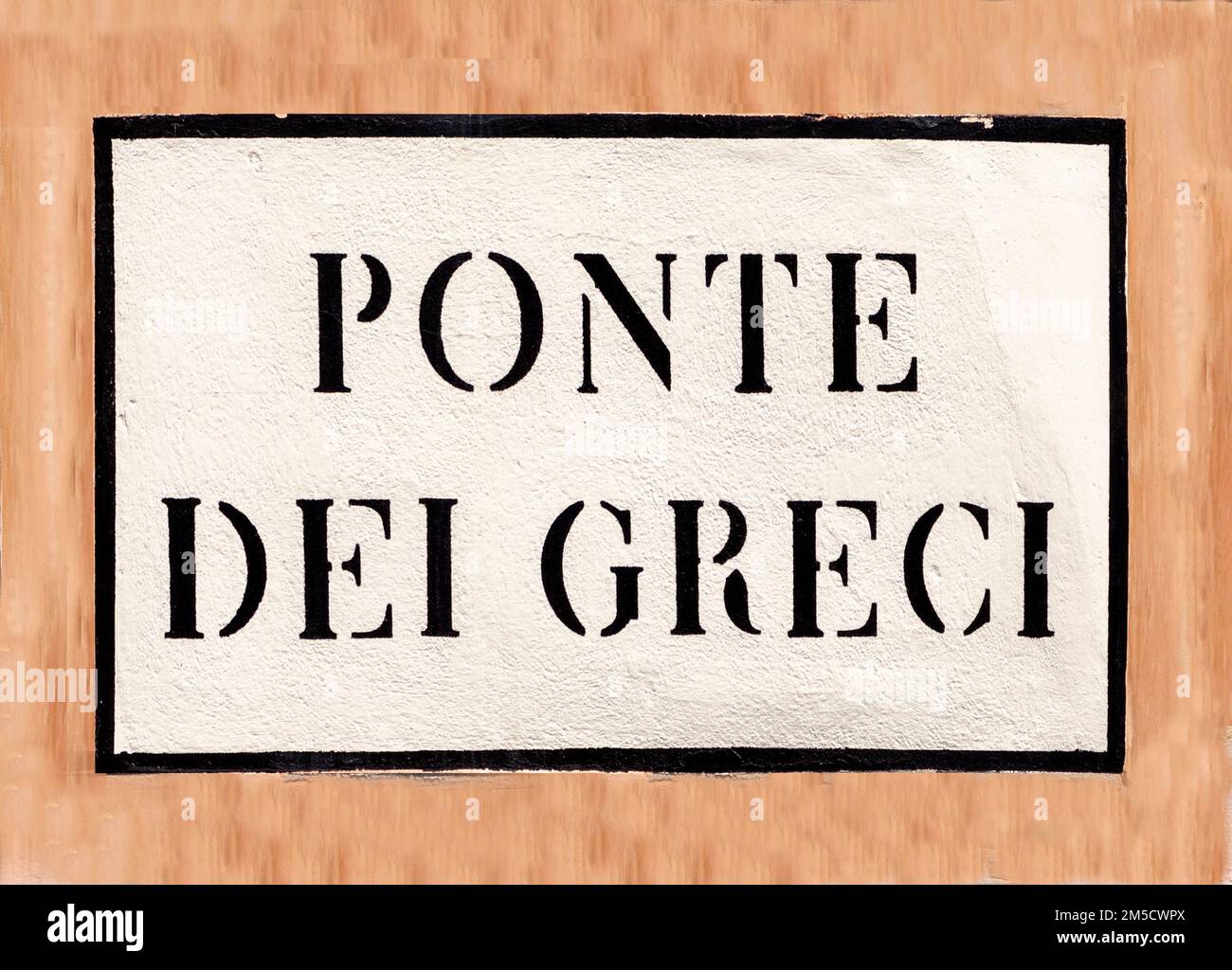 signage ponte dei Greci - bridge of the Greek - in Venice at an old ...