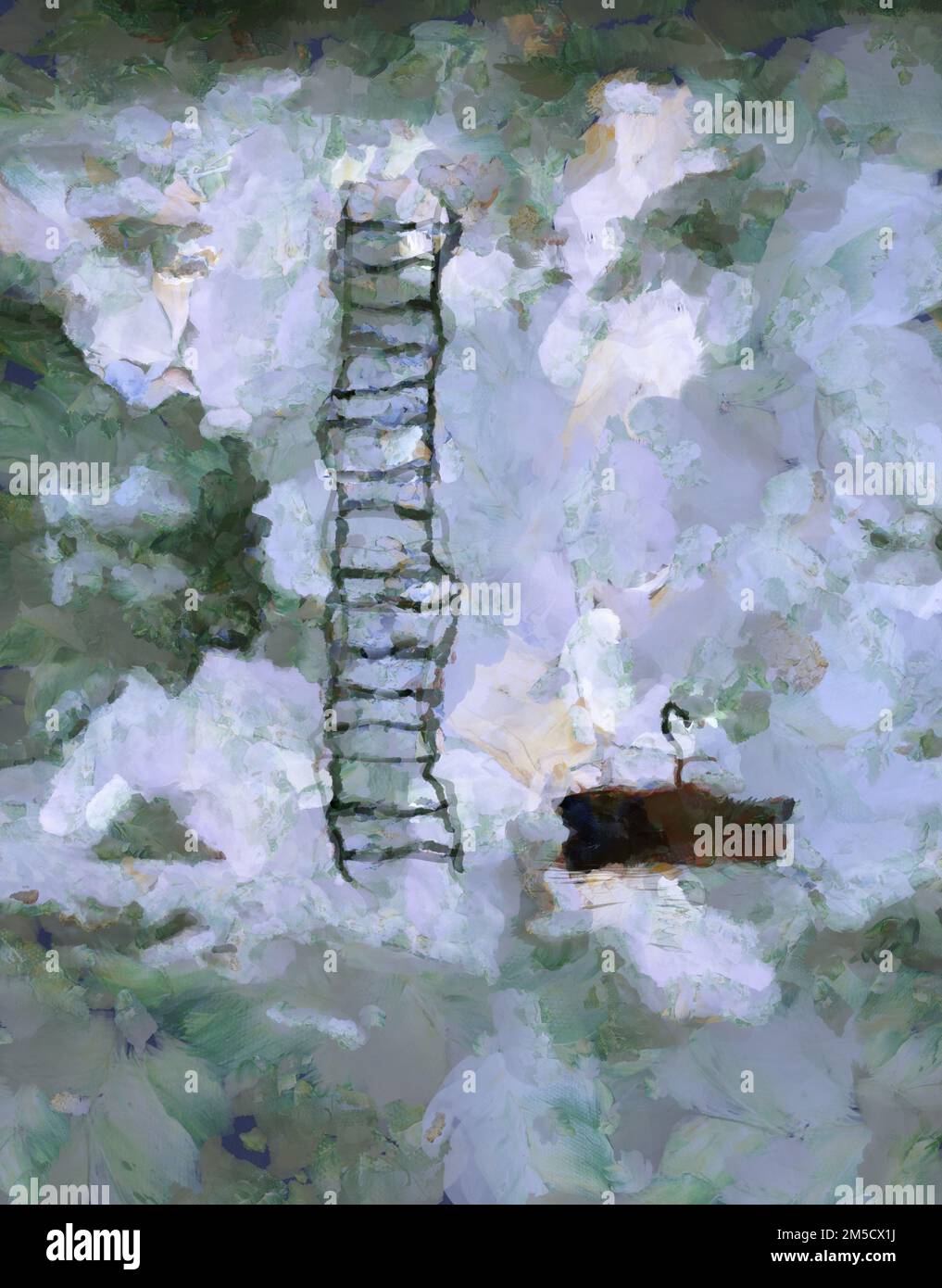 Ladder to clouds. 3D rendering Stock Photo - Alamy