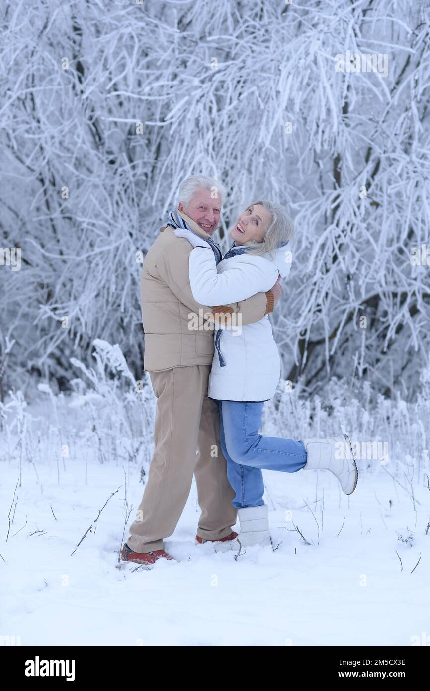 happy old couple dancing in winter outdoors Stock Photo - Alamy