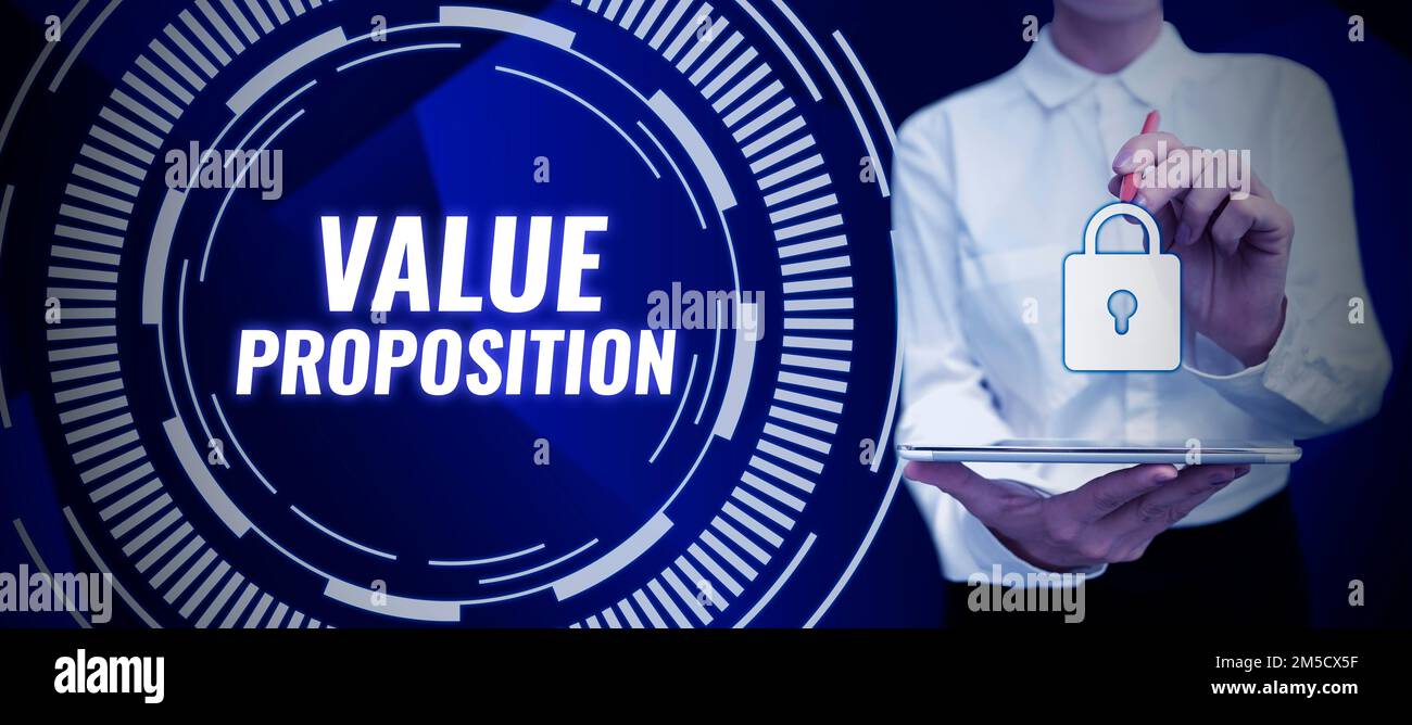Sign displaying Value Proposition. Word for service make company or ...