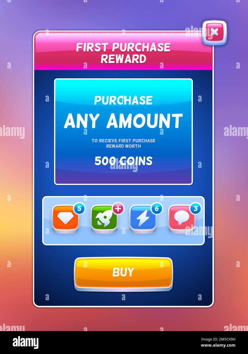 Game UI. Reward purchase screen. Creative concept vector interface game ...