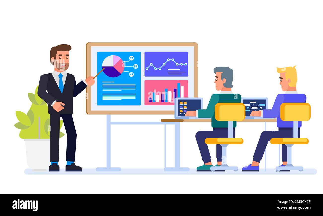 Business meeting in conference room. Presentation of the project. Man ...