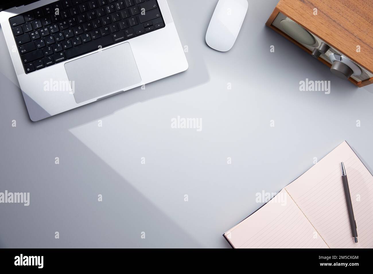 Assorted office supplies on the desk Stock Photo - Alamy