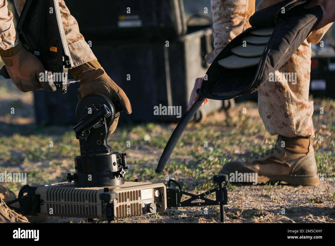 U.S. Marines with 7th Marine Regiment, 1st Marine Division, set up a ...