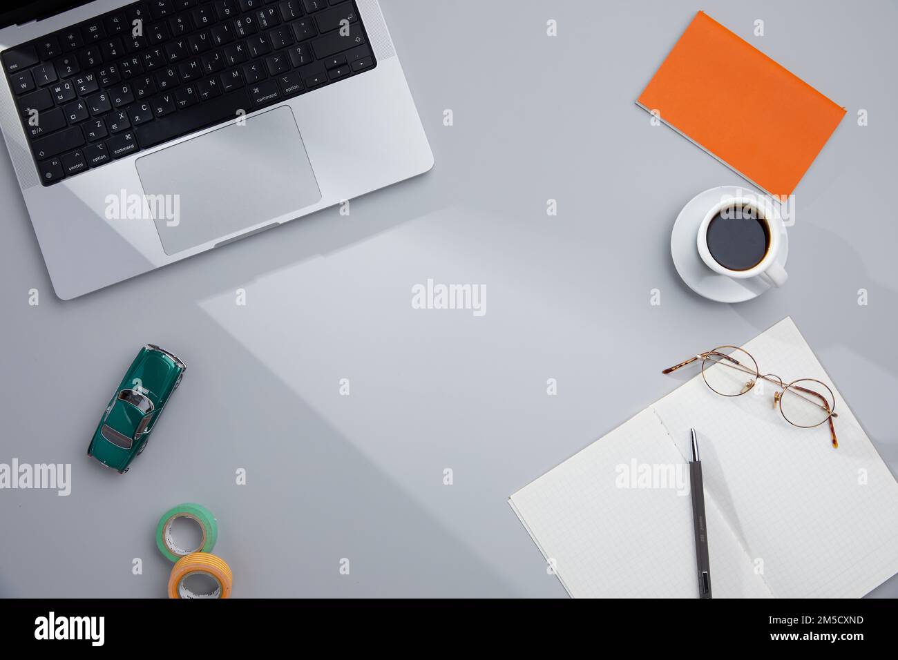 Assorted office supplies on the desk Stock Photo - Alamy