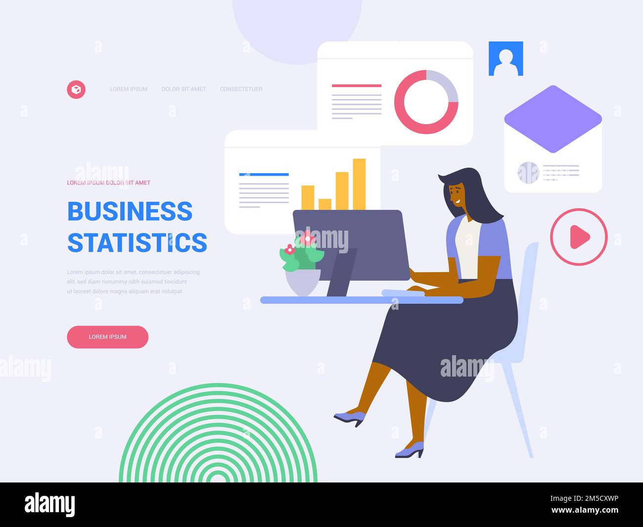 Business statistics landing page vector template. Data analysis website ...