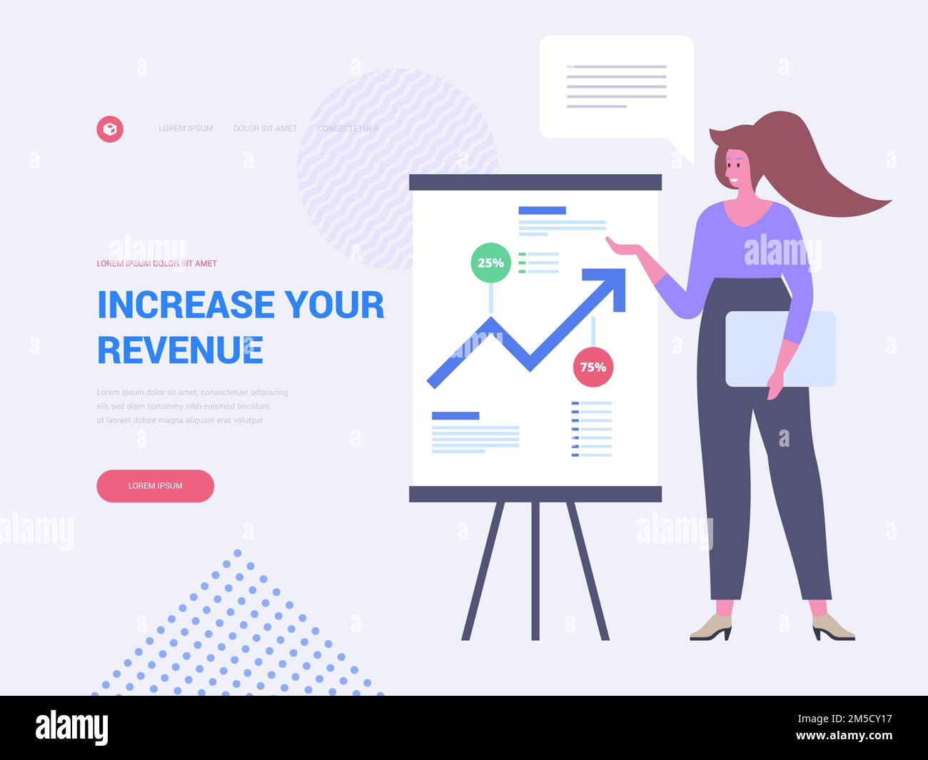 Increase your revenue landing page vector template. Financial analysis ...