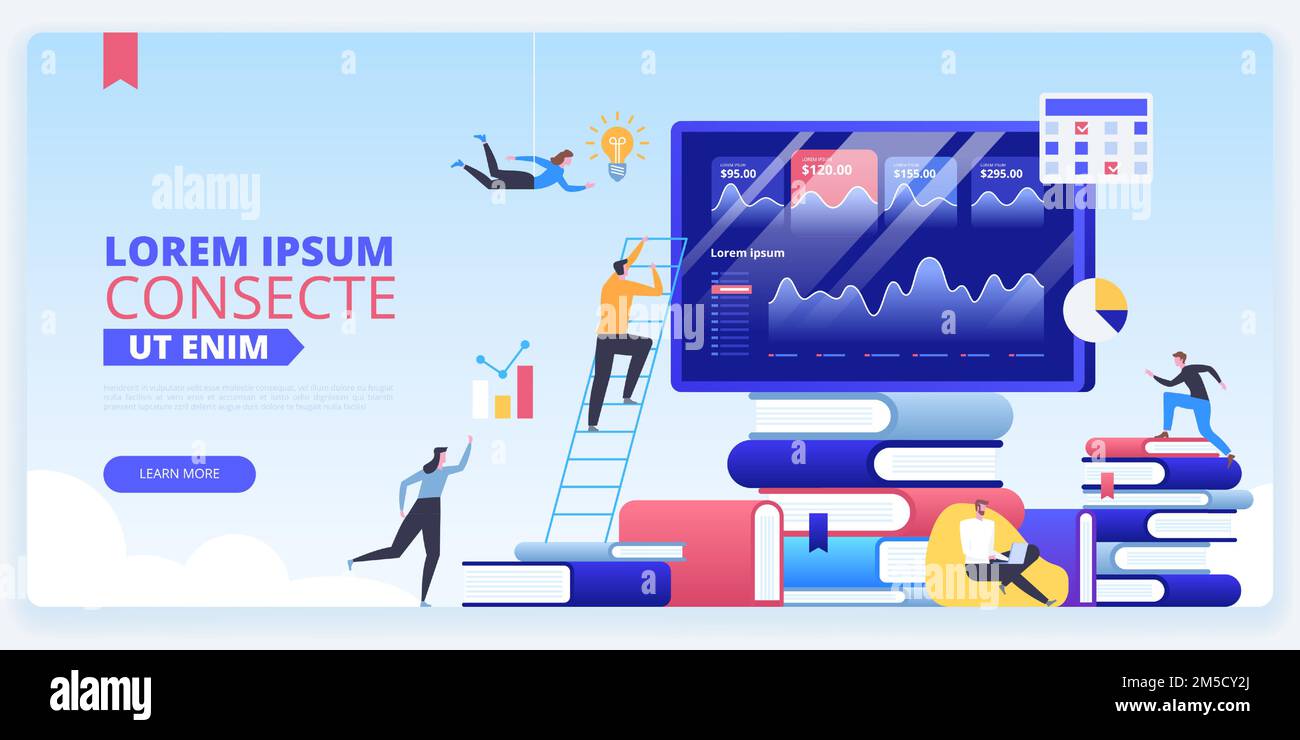 Financial analysis landing page vector template. Business research ...