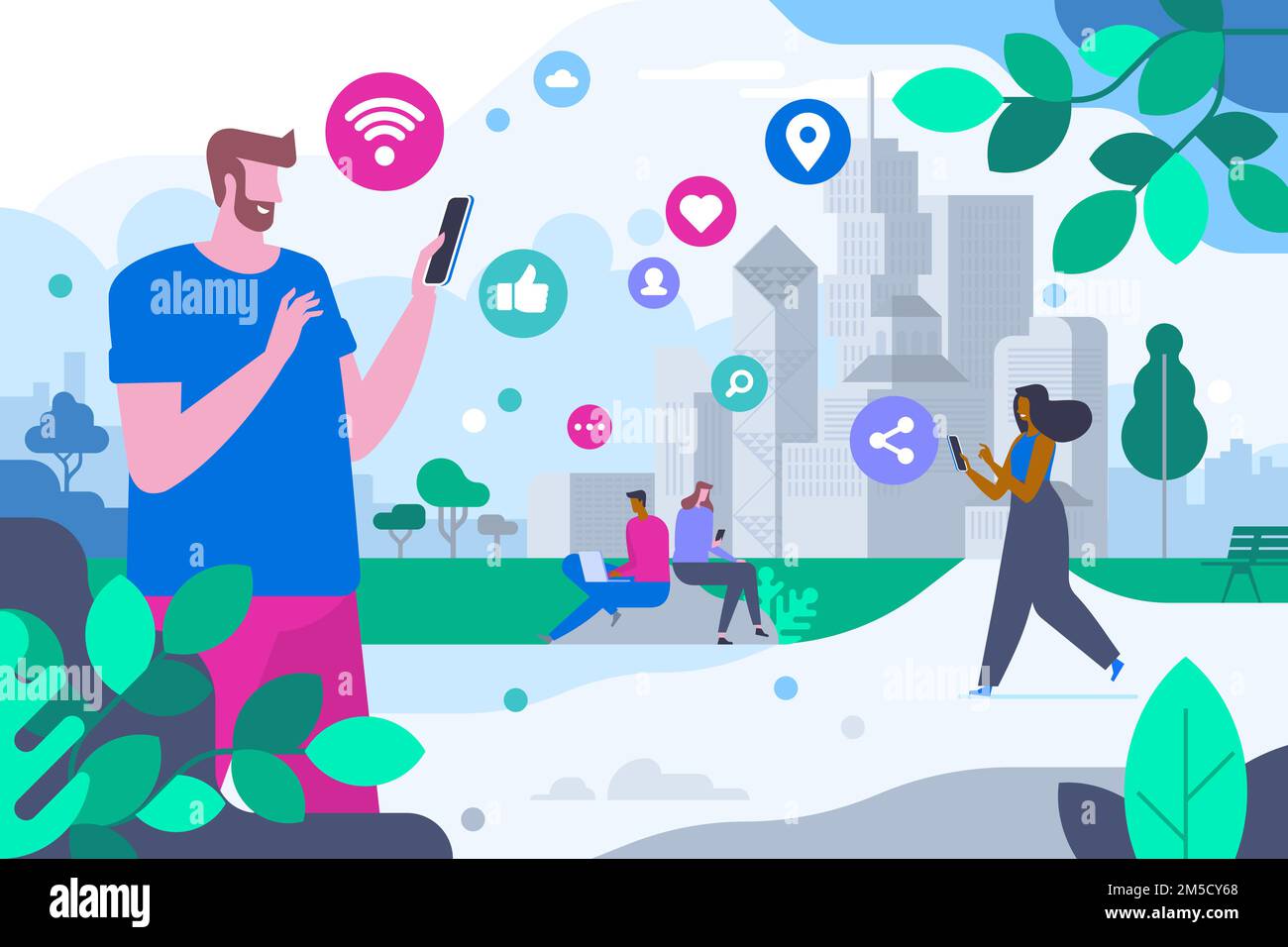 Networking people concept. Young people in cafe. Social networking and ...