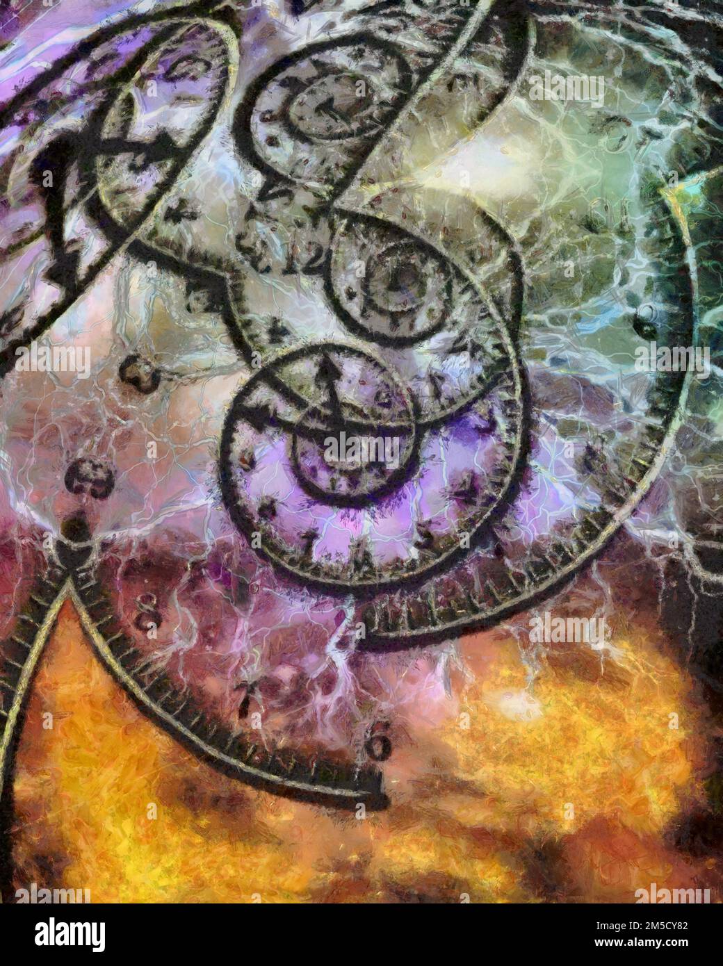 Weaving time spirals through energetic space. 3D rendering Stock Photo ...