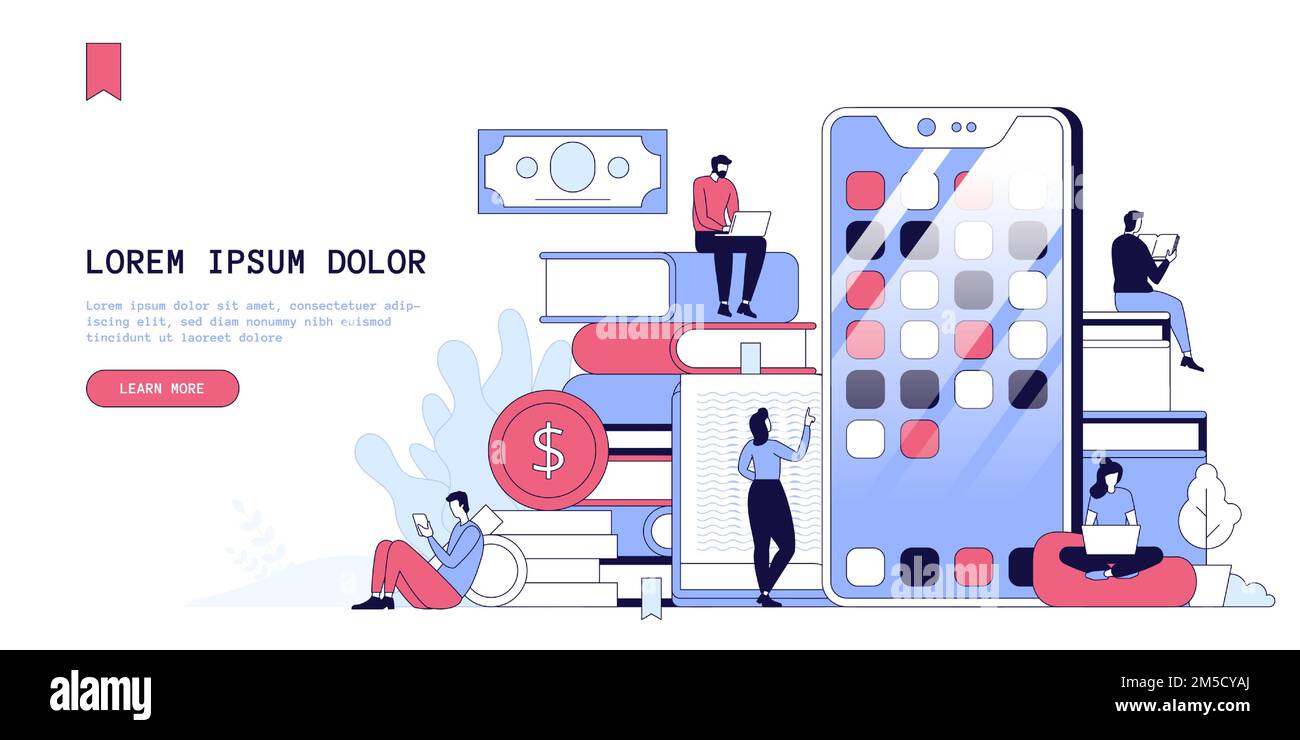Application development landing page template. Modern mobile technology ...