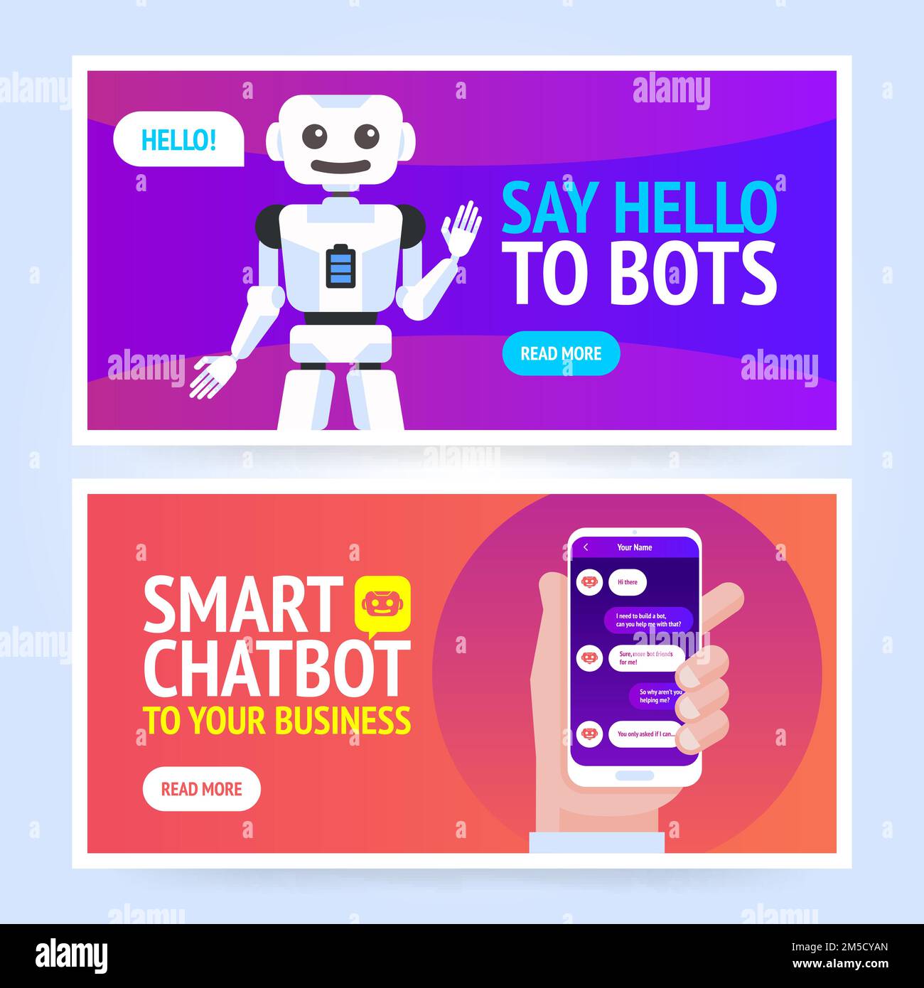 Chatbot banner concept. Horizontal business banner template. Vector ...