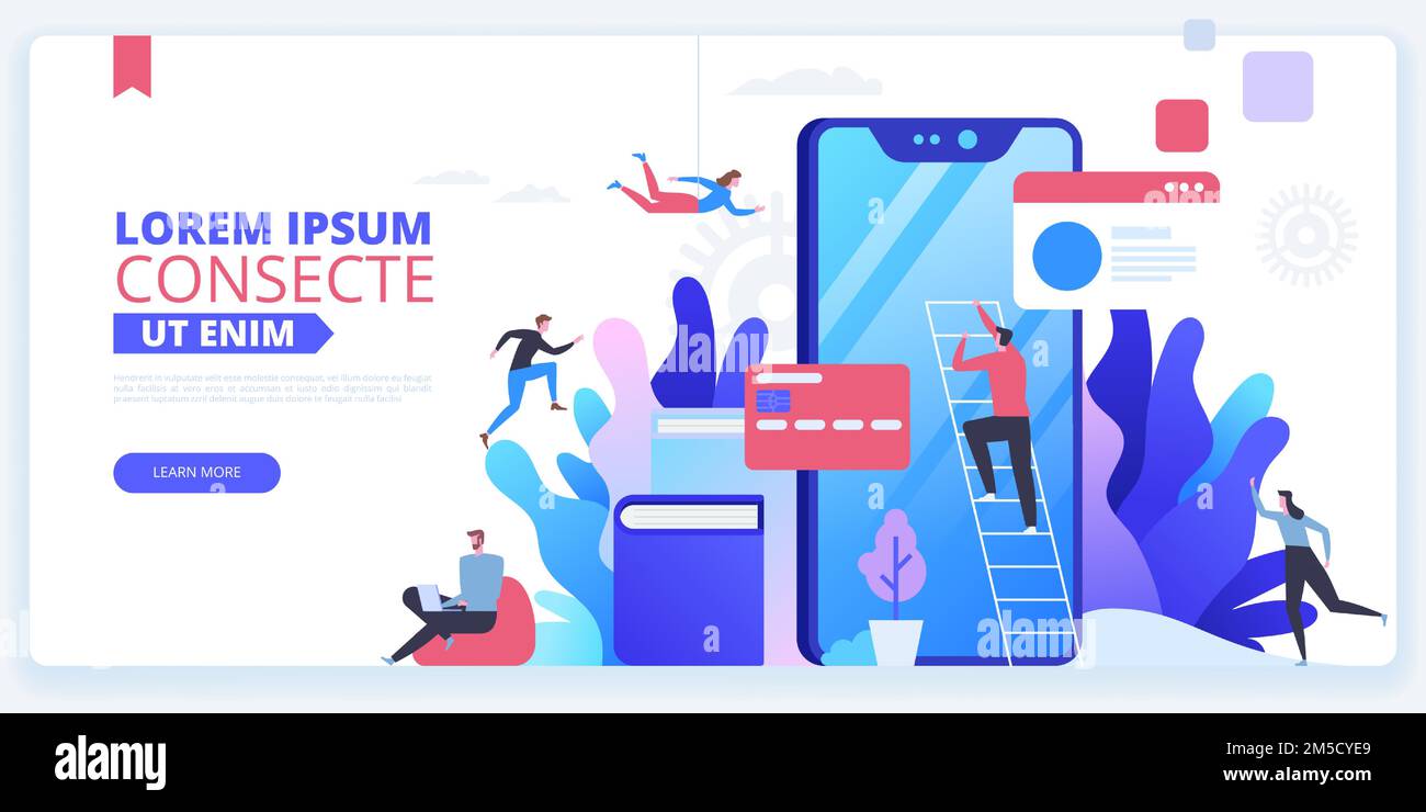 E banking landing page vector template. Internet bank website homepage ...