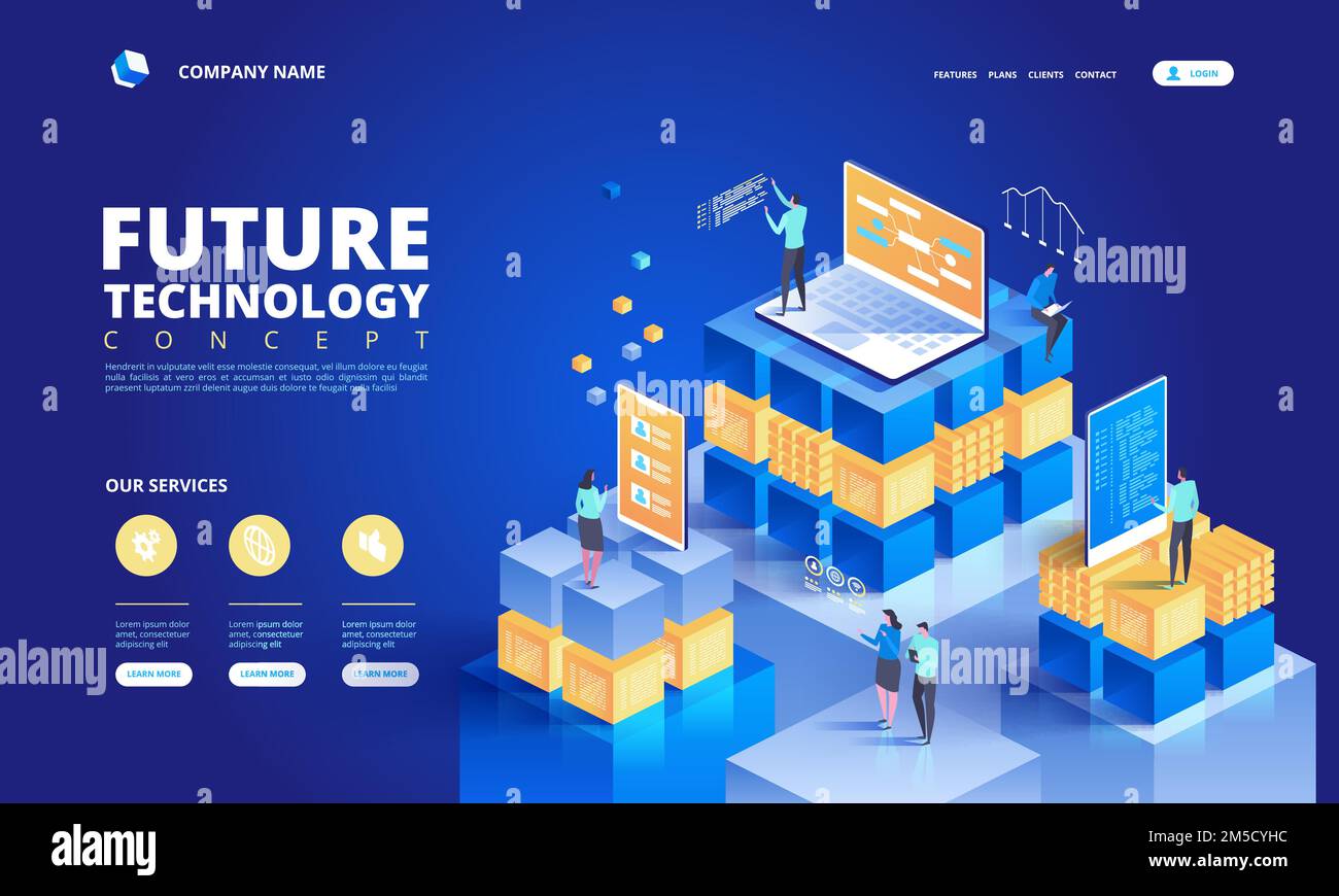 Technology isometric concept. Abstract future high tech vector ...