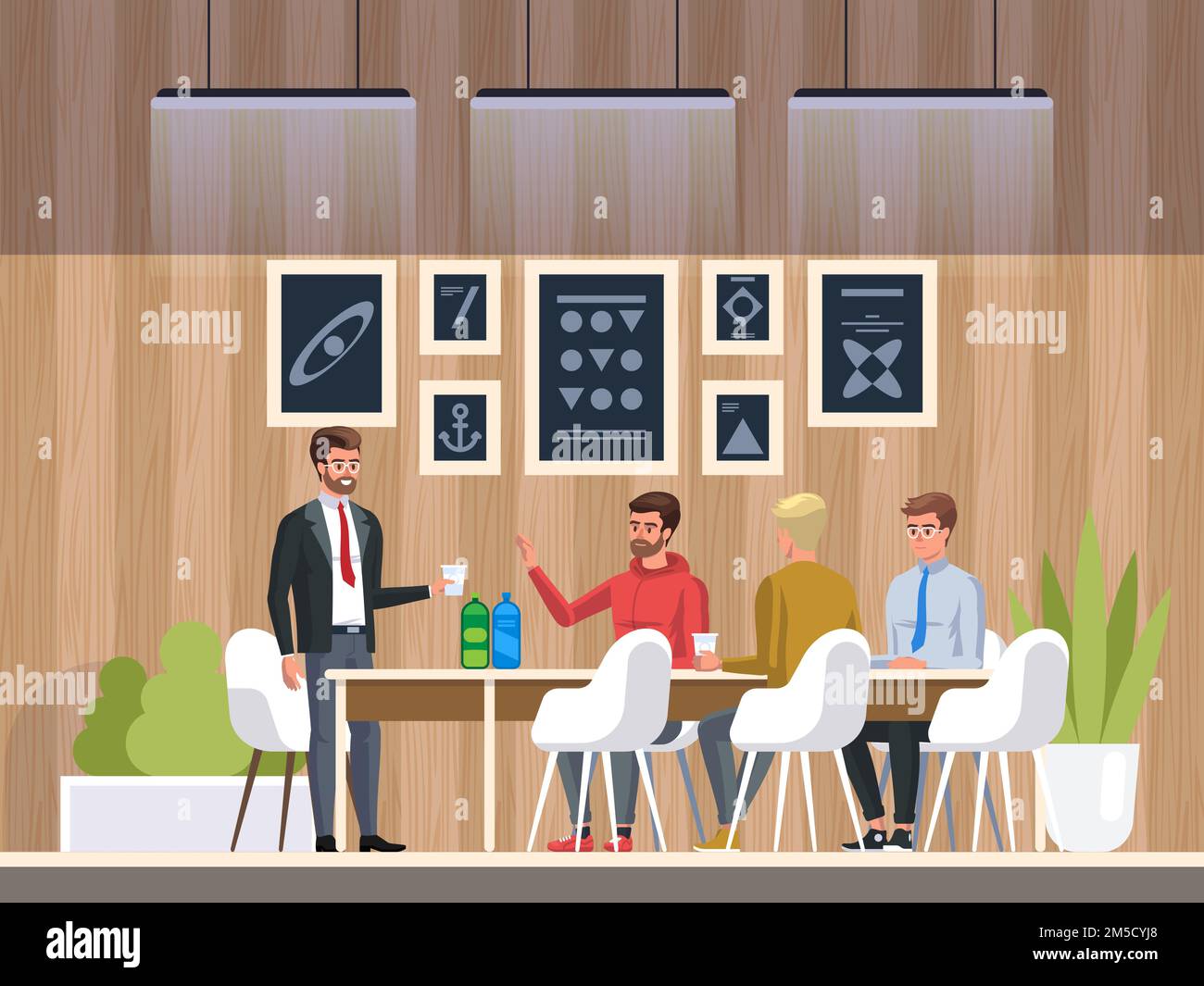 Modern Cafe with young people. Interior Restaurant. Creative Office ...