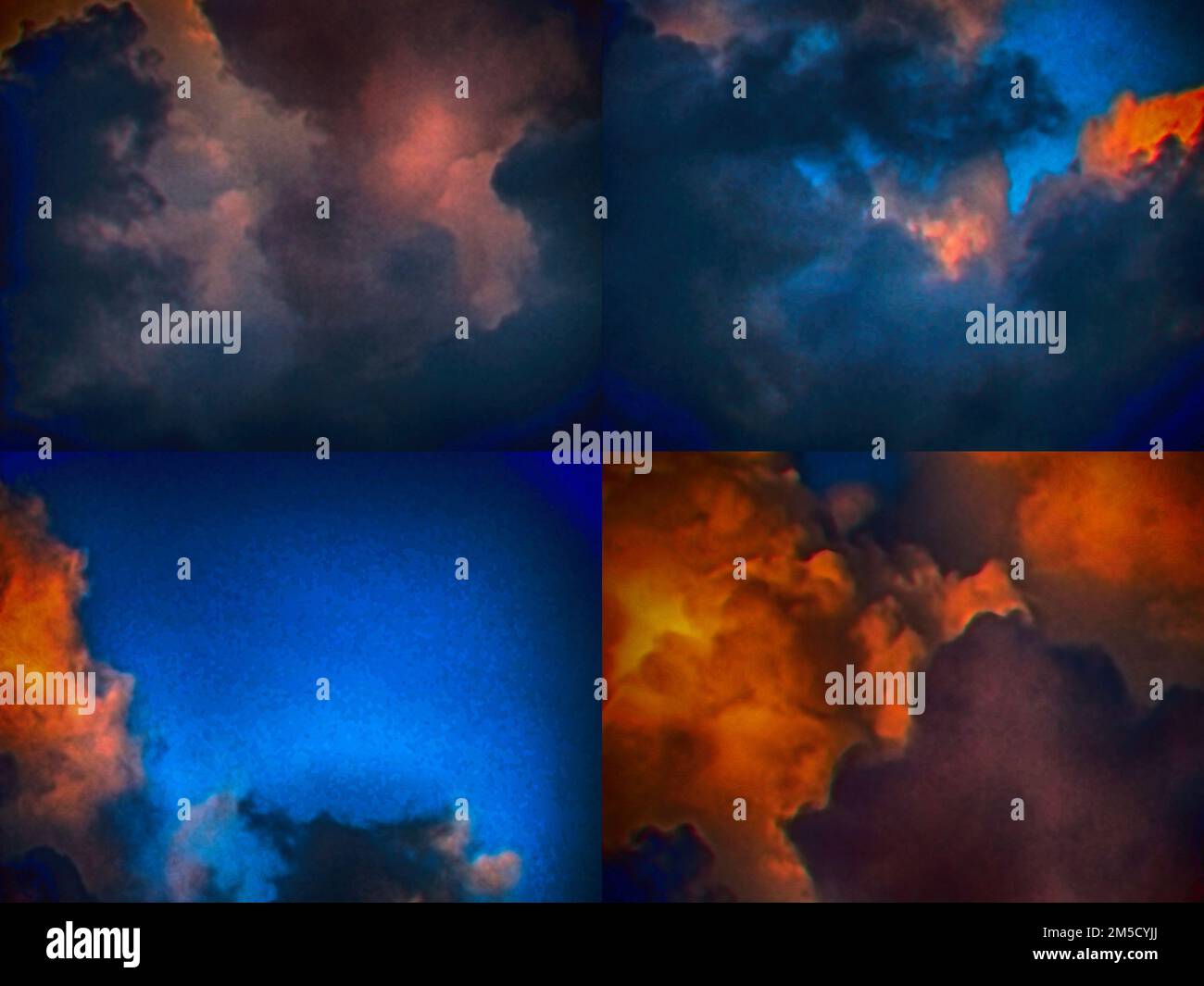 Colorful clouds with overlapping rectangular layers. 3D rendering Stock ...