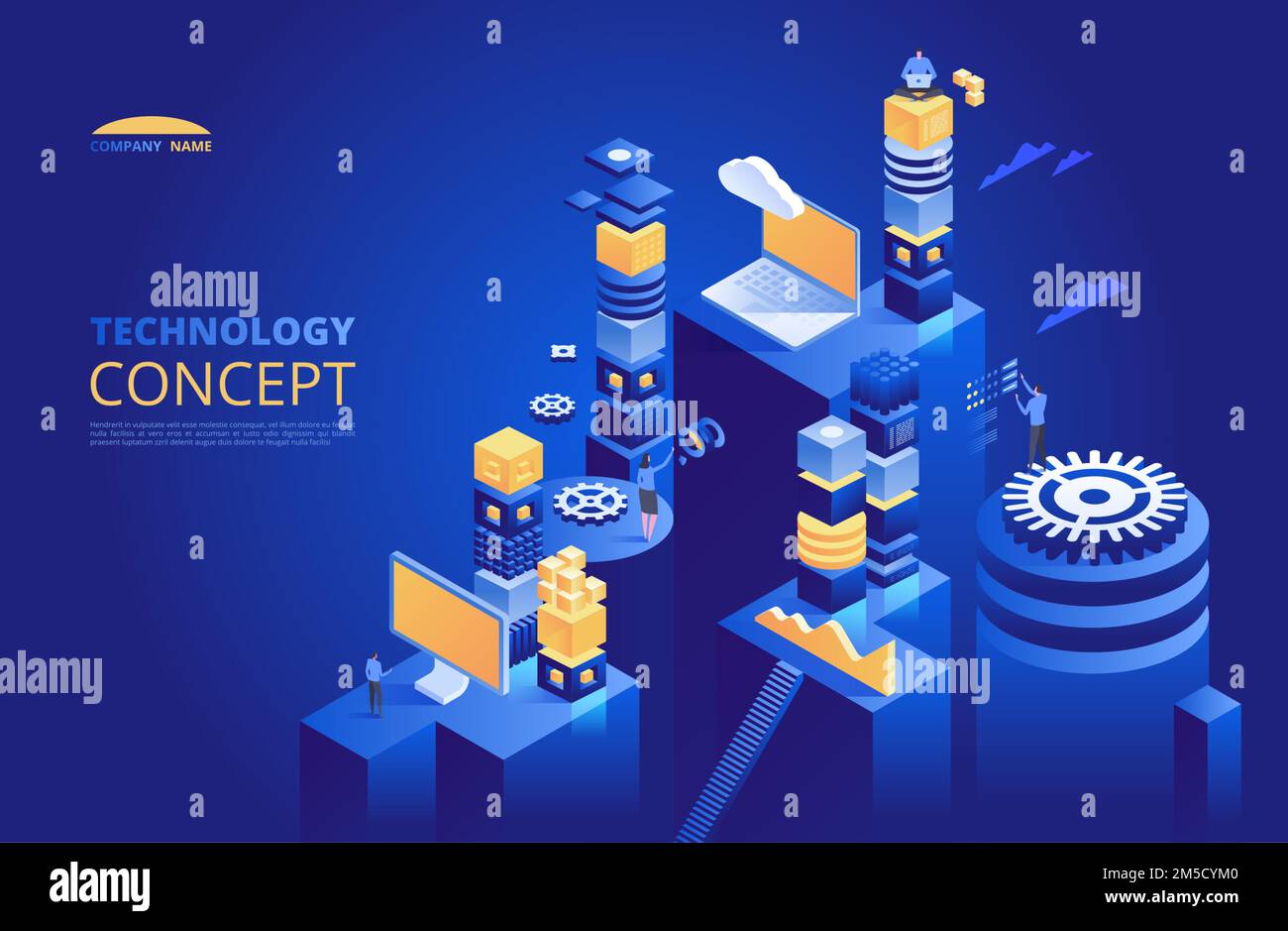 Technology isometric concept. Cryptocurrency and blockchain. Abstract ...