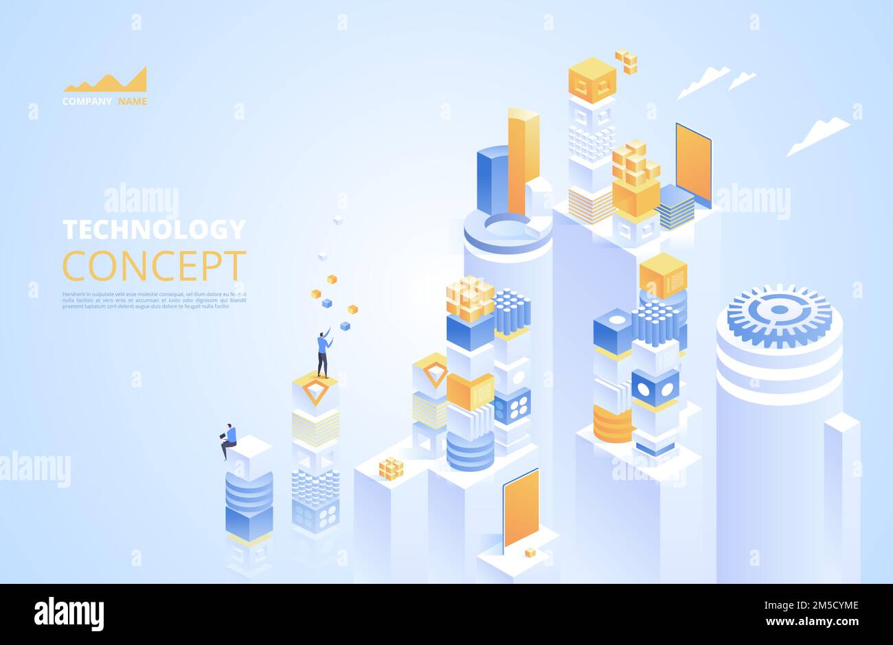 Technology isometric concept. Cryptocurrency and blockchain. Abstract future high tech vector ...