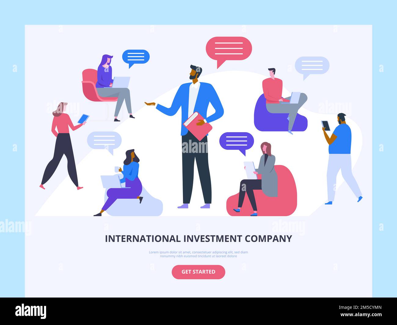 Business leadership landing page vector template. International ...