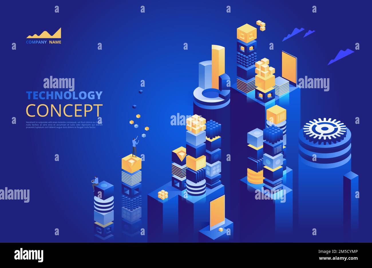 Technology isometric concept. Cryptocurrency and blockchain. Abstract ...