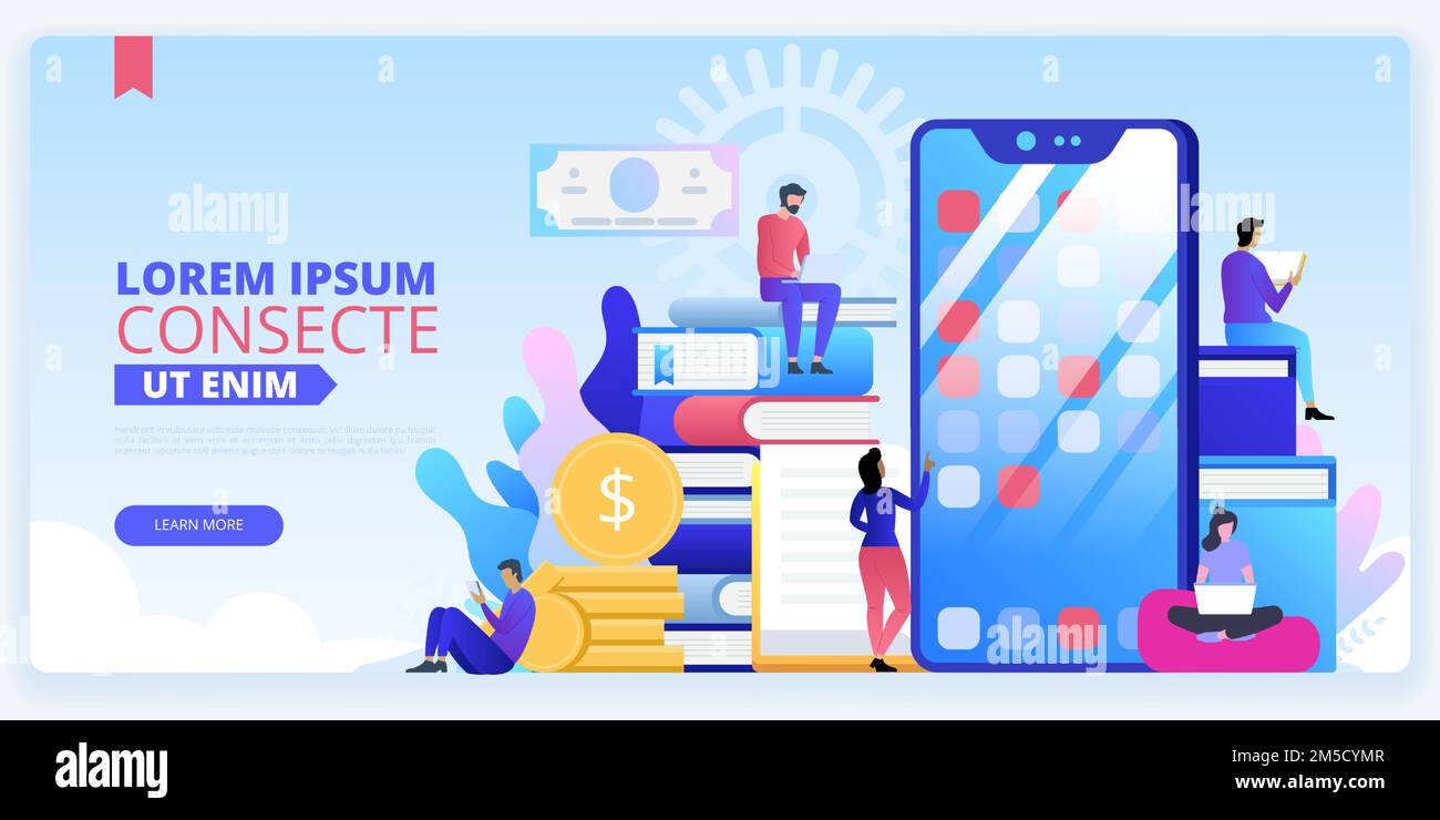 Application development landing page template. Modern mobile technology website homepage ...